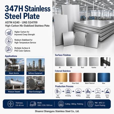 China ASTM A240 347H Stainless Steel Plate UNS S34709 with High Carbon and Creep Strength up to 1500°F for sale