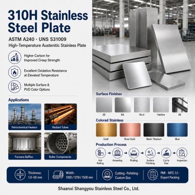 China ASTM A240 310H Stainless Steel Plate UNS S31009 with High Carbon and Creep Resistance for sale