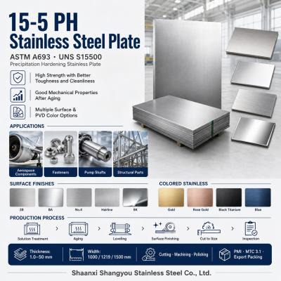 China ASTM A240 15-5 PH Stainless Steel Plate UNS S15500 with Precipitation Hardening and High Strength for sale