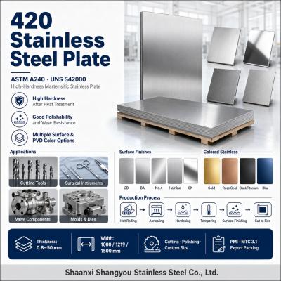 China ASTM A240 420 Stainless Steel Plate UNS S42000 with High Hardness and Wear Resistance for sale