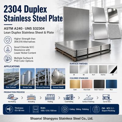 China ASTM A240 2304 Duplex Stainless Steel Plate UNS S32304 with High Strength and Chloride SCC Resistance for sale