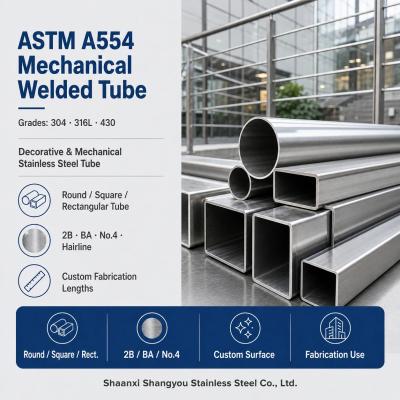 China ASTM A554 Welded Stainless Steel Mechanical Tubing MT-304/MT-316 for Ornamental, Structural, Exhaust Applications for sale