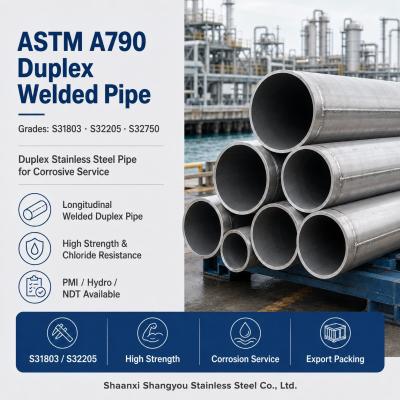 China ASTM A790 Welded Duplex Stainless Steel Pipe S31803/S32205/S32750 for Stress Corrosion Resisting Service for sale