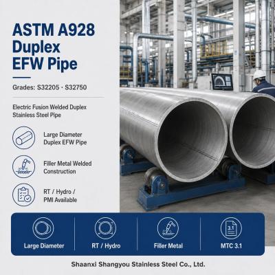 China ASTM A928 Ferritic/Austenitic Duplex Stainless Steel EFW Pipe S31803/S32205/S32750 Class 1 Double-Welded with Filler Metal for sale