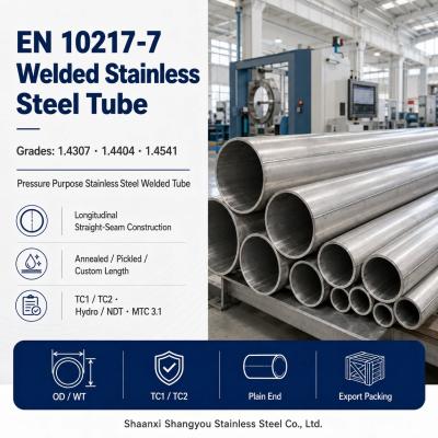 China EN 10217-7 Welded Stainless Steel Tubes for Pressure Purposes TC1/TC2 for Corrosion Resisting Service for sale