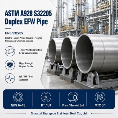 China ASTM A928 S32205 Duplex Stainless Steel EFW Pipe Class 1 with Filler Metal for Corrosive Service for sale