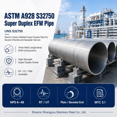 China ASTM A928 S32750 Super Duplex Stainless Steel EFW Pipe Class 1 for Extreme Chloride and Offshore Service for sale