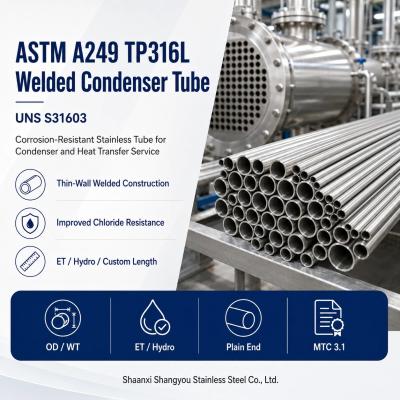 China ASTM A249 TP316L Welded Austenitic Steel Condenser and Heat Exchanger Tube for sale