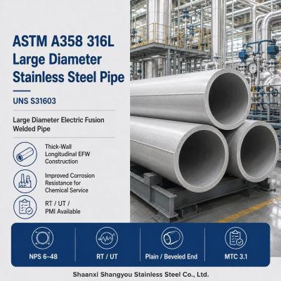 China ASTM A358 TP316L EFW Stainless Steel Pipe Class 1 Large Diameter Double-Welded for Corrosive Service for sale