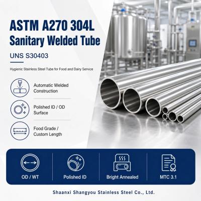 China ASTM A270 304L Sanitary Welded Stainless Steel Tube Low Carbon for Dairy and Food Industry Service for sale