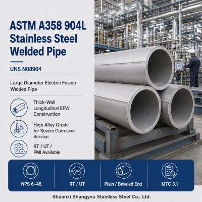 China ASTM A358 904L Welded Stainless Steel Pipe Class 1 Super Austenitic for High Corrosion Service for sale