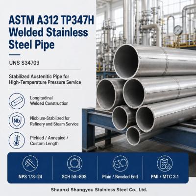 China ASTM A312 TP347H Welded Stainless Steel Pipe Niobium Stabilized High Carbon for Creep Resisting Service for sale