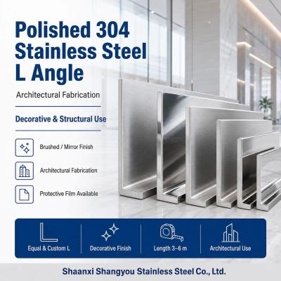 China Polished 304 Stainless Steel L Angle for Architectural Fabrication for sale