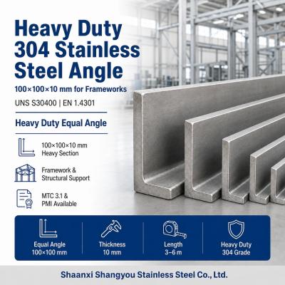 China Heavy Duty 304 Stainless Steel Angle 100x100x10mm for Frameworks for sale