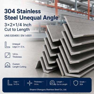China 304 Stainless Steel Unequal Angle 3x2x1/4 Inch Cut to Length for sale