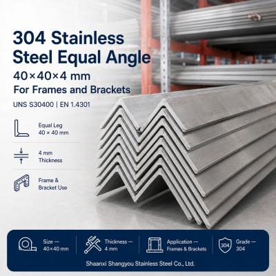 China 304 Stainless Steel Equal Angle 40x40x4mm for Frames and Brackets for sale