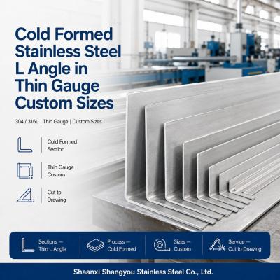 China Cold Formed Stainless Steel L Angle in Thin Gauge Custom Sizes for sale