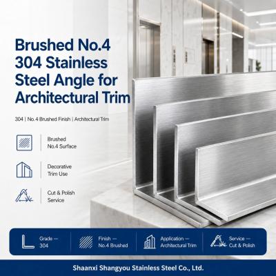 China Brushed No.4 304 Stainless Steel Angle for Architectural Trim for sale
