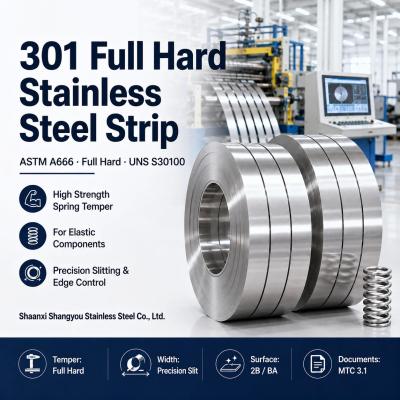 China 301 Full Hard Stainless Steel Strip for High Strength Spring Parts for sale