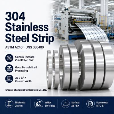 China 304 Stainless Steel Strip ASTM A240 304 Stainless Steel Strip 2B BA Finish Cut to Width for sale