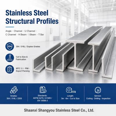 China Stainless Steel Structural Profiles in H I C U T and Custom Sections for sale