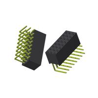 China Double Row Right Angle Female Header Connector 2.54mm Pitch Gold Flash PCB for sale