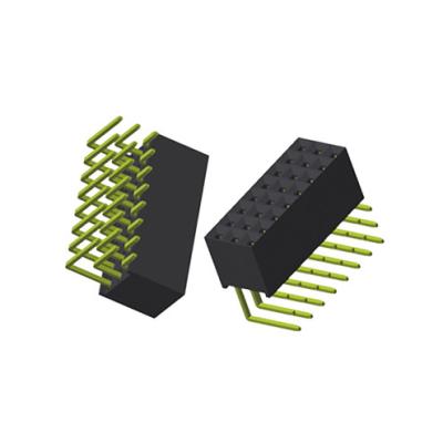 China Double Row Right Angle Female Header Connector 2.54mm Pitch Gold Flash PCB for sale