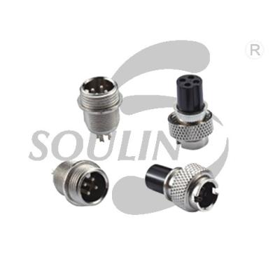 China Black T373J Zinc Alloy Aviation Plug Connector 4 Pin PCB 5A 1500V for sale