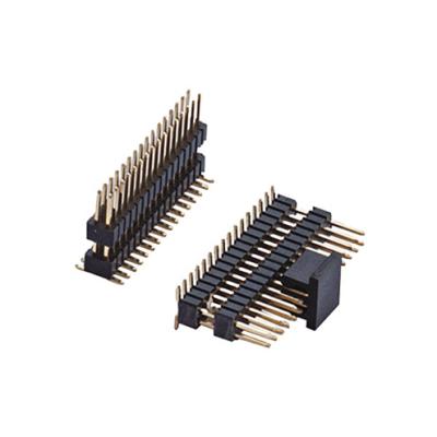 China 2.54mm Dual Row SMT Pin Header Board Spacer Gold Plated Black 40 Pin Connector for sale