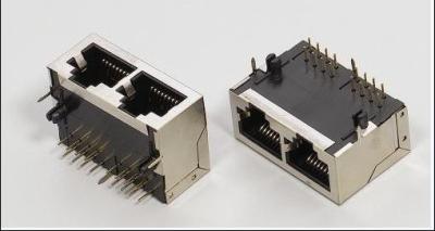 China 1X2 Port RJ45 Jack Connector 8P8C Integrated Magnetic Modular Magjack 1000Base-T for sale