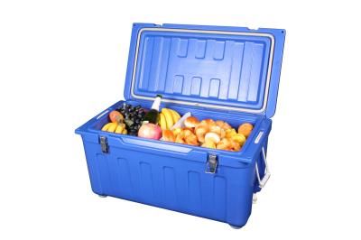 China 80L Blue Plastic Cooler Box with 7-Day Ice Retention for Fishing Camping for sale