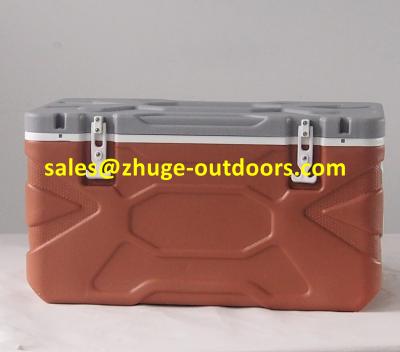 China 55 Liter PU Insulation Blue Plastic Ice Cooler Box 670x410x375 mm for sale