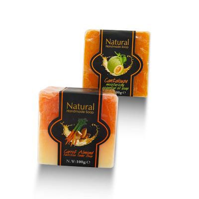 China ISO Handmade Bath Soap Cantaloupe And Carrot Almond Nutrition Tender Soap for sale