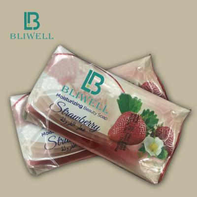 China Skin Whitening 90G Natural Handmade Soap , Solid Strawberry Scented Soap for sale