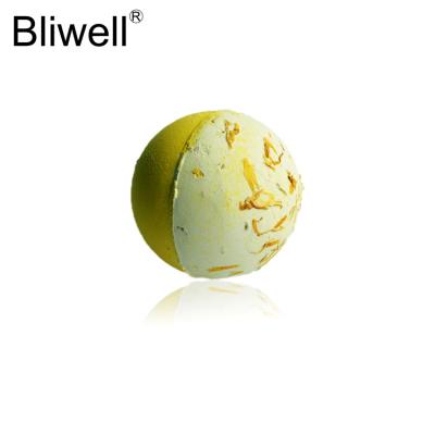 China 100G Natural bath Fizzy lemon flavor ball shape Rich foam bath bomb OEM custom for sale