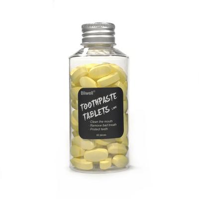 China Oval Shape Teeth Whitening Tablets , Lemon Toothpaste Tablets Zero Waste for sale