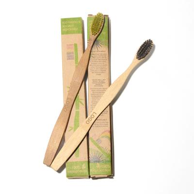 China 2021 Green Friendly Plastic Fress Natural Recyclable Charcoal Infused Bamboo Toothbrush for sale