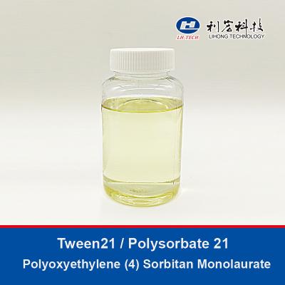China Tween 21 Polysorbate 21 Polissorbato 21 Polyoxyethylene 4 Sorbitan Monolaurate Fatty Acid Esters Surfactant for sale