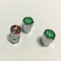 China Replace/Repair Purpose Green N2 Nitrogen Logo Seal Chrome-Plated Tire Valve Stem Caps for Universal Car Fitment for sale