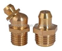 China Drill Sleeve and Button Connection Customized Forged 45 Degree Brass Grease Nipple 1/4