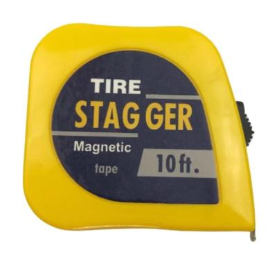 China Custom Logo Yellow Magnetic Racing Tire Stagger Tape Measure with 10 Feet Length and 1/4