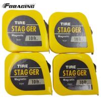 China Custom Logo Yellow Magnetic Racing Tire Stagger Tape Measure with 10 Feet Length and 1/4