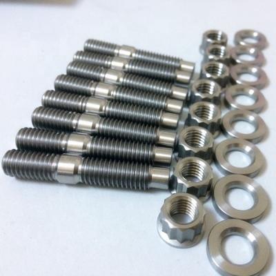 China Universal Fitment Ti Natural Material M8 x 1.25 Titanium Exhaust Manifold Stud Kit with Nuts and Washers for sale
