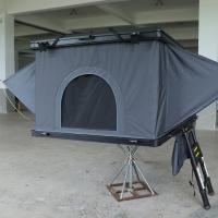 China Grey Aluminum 4 Season Folding Roof Top Tent With 320G Polyester Cotton Fabric for sale