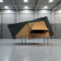 China Side Opening Clamshell Aluminum Hard Shell Roof Top Tent for 3-4 Person with 320g Polyester Cotton Canvas and 210x160x110 CM Open Size for sale