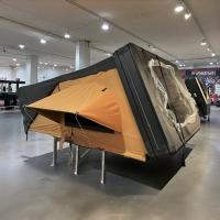China Side Opening Clamshell Aluminum Hard Shell Roof Top Tent for 3-4 Person with 320g Polyester Cotton Canvas and 210x160x110 CM Open Size for sale