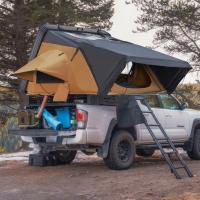 China Side Opening Clamshell Aluminum Hard Shell Roof Top Tent for 3-4 Person with 320g Polyester Cotton Canvas and 210x160x110 CM Open Size for sale