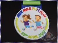 China Custom Plastic Medals 50mm for Kids Fun Run Non Enamel with Sublimated Ribbon for sale
