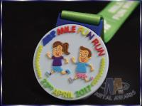 China Custom Plastic Medals 50mm for Kids Fun Run Non Enamel with Sublimated Ribbon for sale