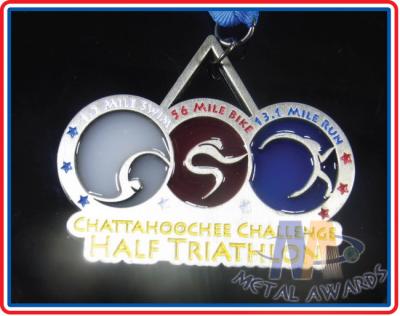 China Custom Zinc Alloy Sports Medals Die Cast Soft Enamel Antique Silver 3 Colors for sale